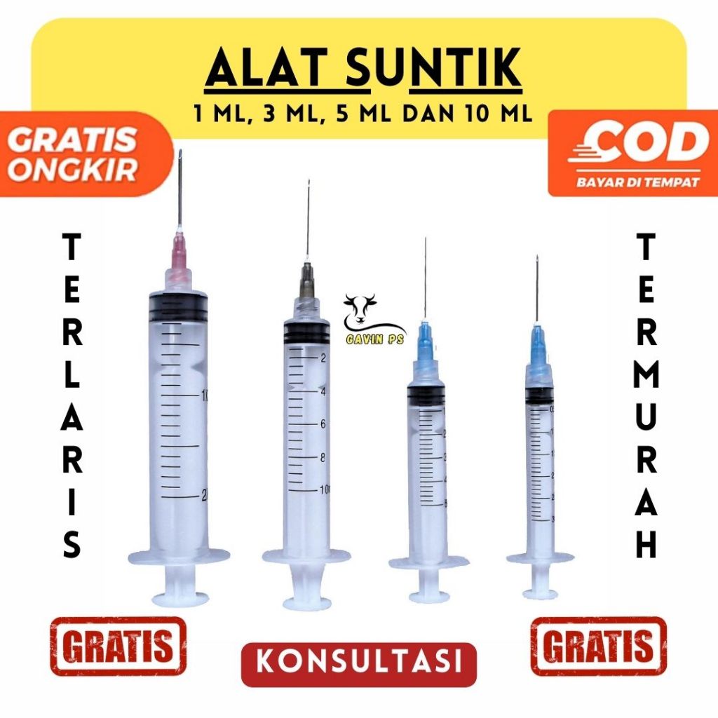Jual Suntikan Spuit 1 ml 3ml 5ml 10ml plus Jarum - Untuk Hewan - SYRINGE Spet Spuit | Shopee ...