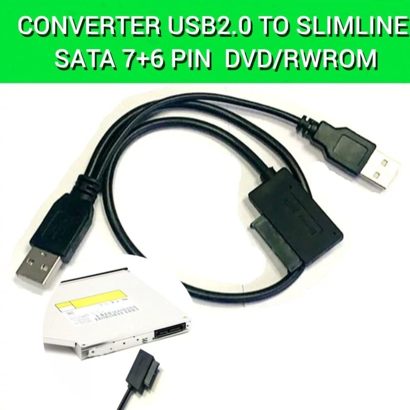 Jual KABEL/CONVERTER SLIMLINE SATA TO USB2.0/FOR DVD-CDROM LAPTOP/CADDY ...