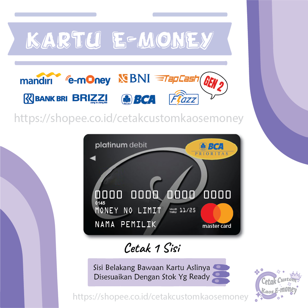 Jual KARTU E MONEY E TOLL KARTU BCA PRIORITAS MASTERCARD CREDIT CARD ...