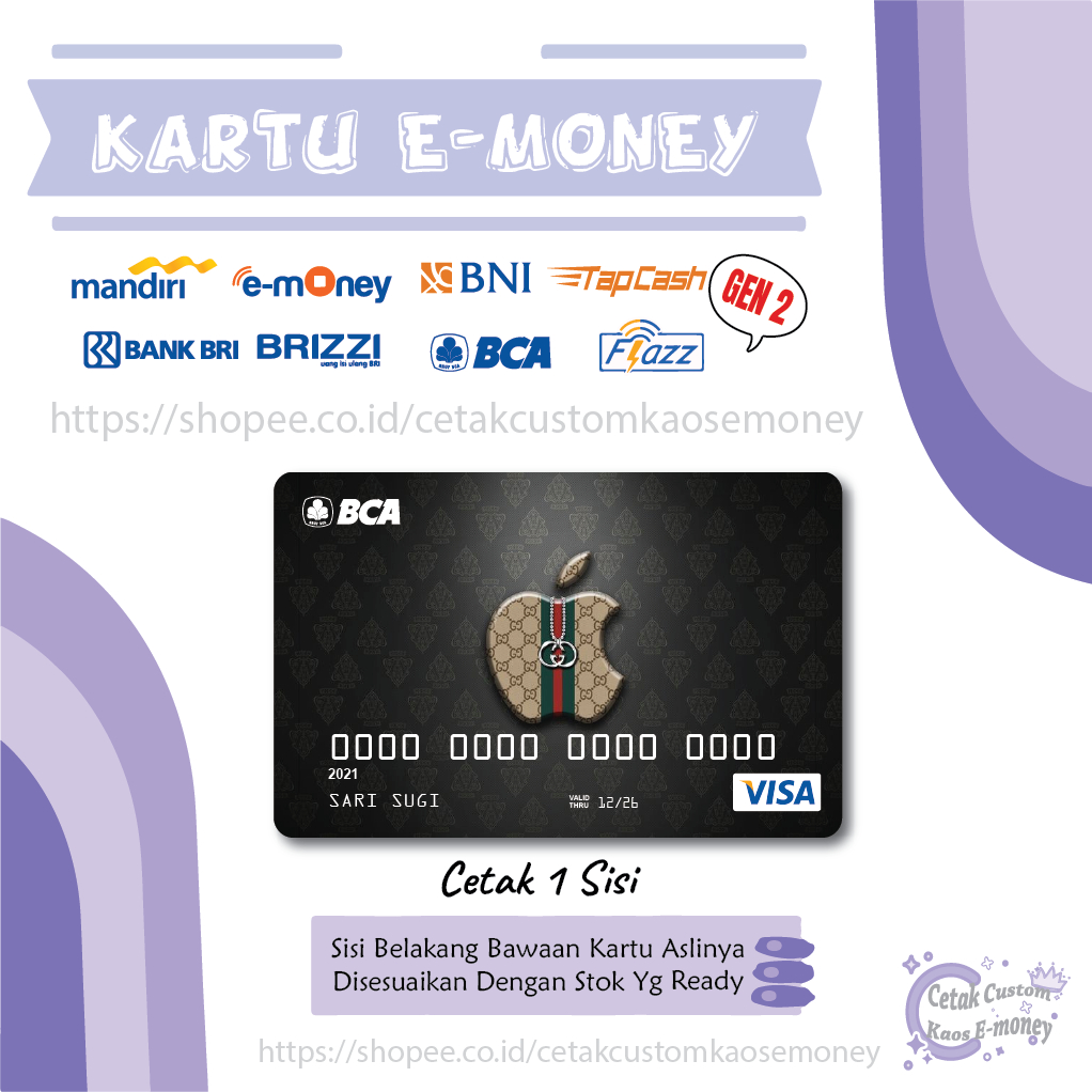 Jual KARTU E MONEY E TOLL BCA CARD APPLE GUCCI VISA BLACK CREDIT CARD ...