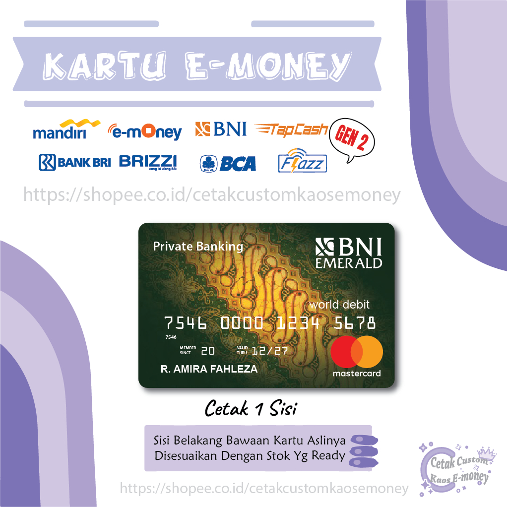 Jual KARTU E MONEY E TOLL BNI WORDL MASTERCARD BATIK BLACK CREDIT CARD ...