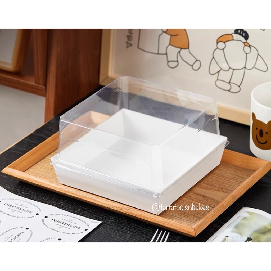 Jual (10SET) Cake Box | Kotak Mika Sandwich / Burger Segi Bening ...