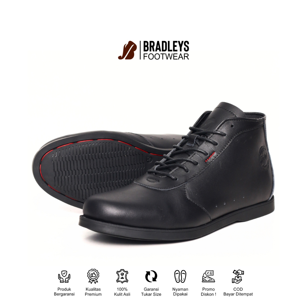 Jual Bradleys Helios Black - Sepatu Kulit Kasual Semi Boot Formal Pria ...