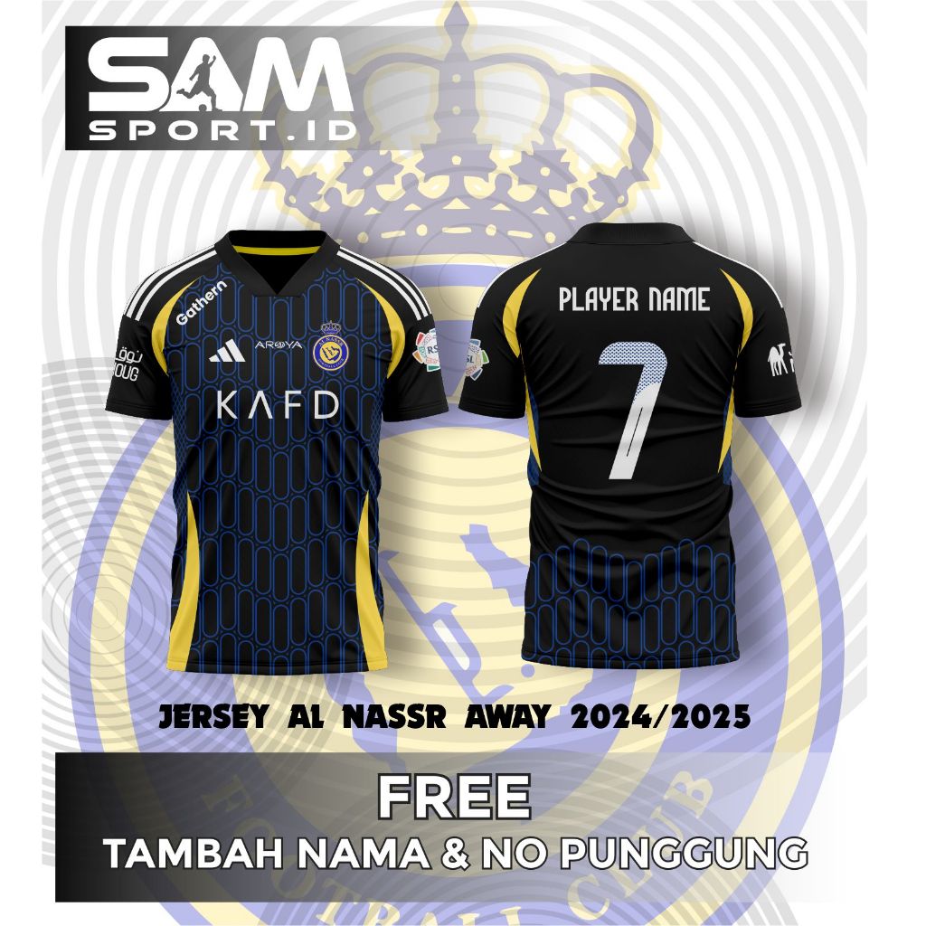 Jual Jersey Al Nassr Away 2024-2025 free tambah namset Dewasa anak SM11 ...
