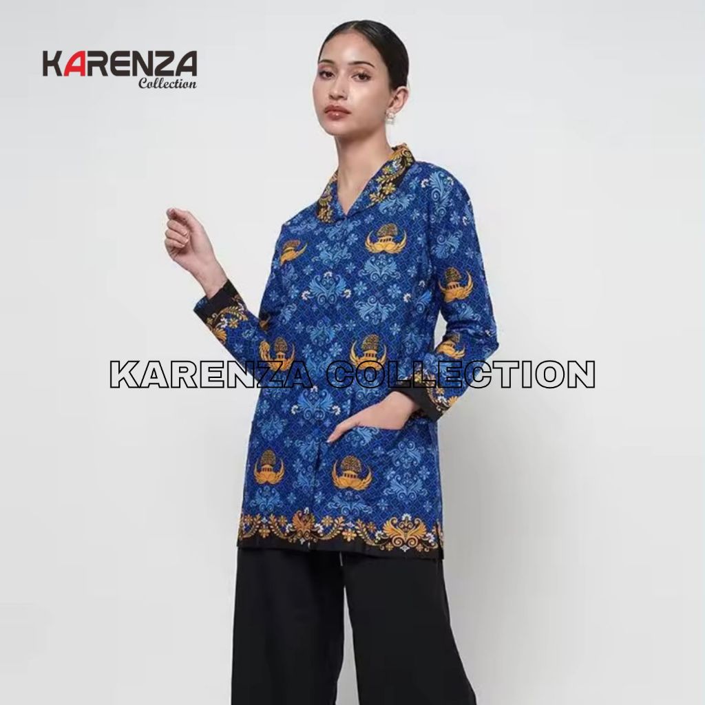 Jual BAJU KEMEJA BATIK KORPRI WANITA KERAH HITAM TERBARU 2024 | Shopee Indonesia