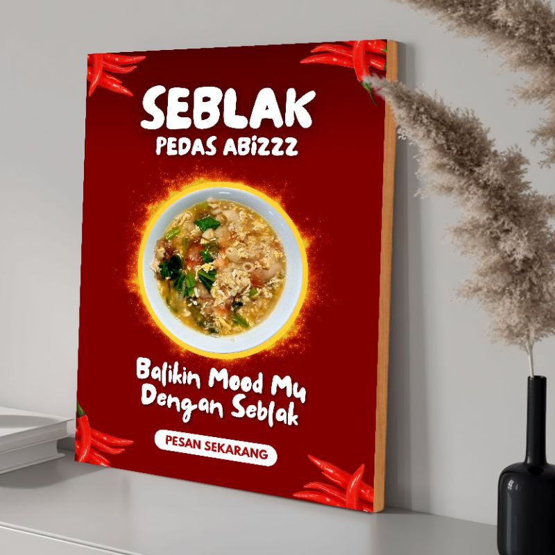 Jual Poster kayu seblak baso aci mie ayam bakso yamin cuanki | Shopee ...