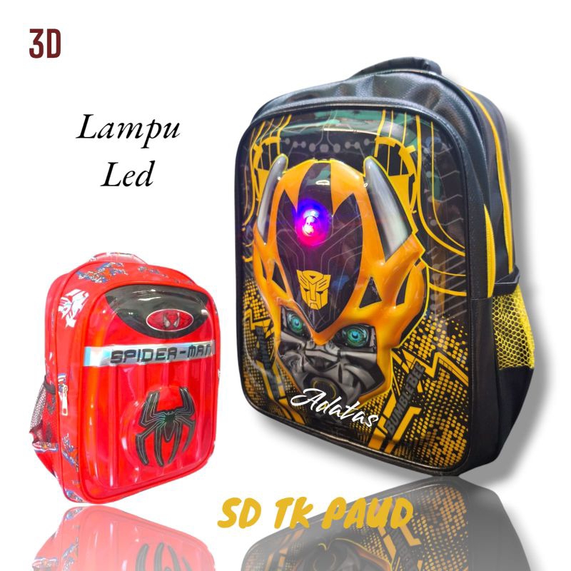 Jual BUMBLEBEE TAS ANAK SEKOLAH UKURAN SD TK DAN PAUD 3D TIMBUL LED ...