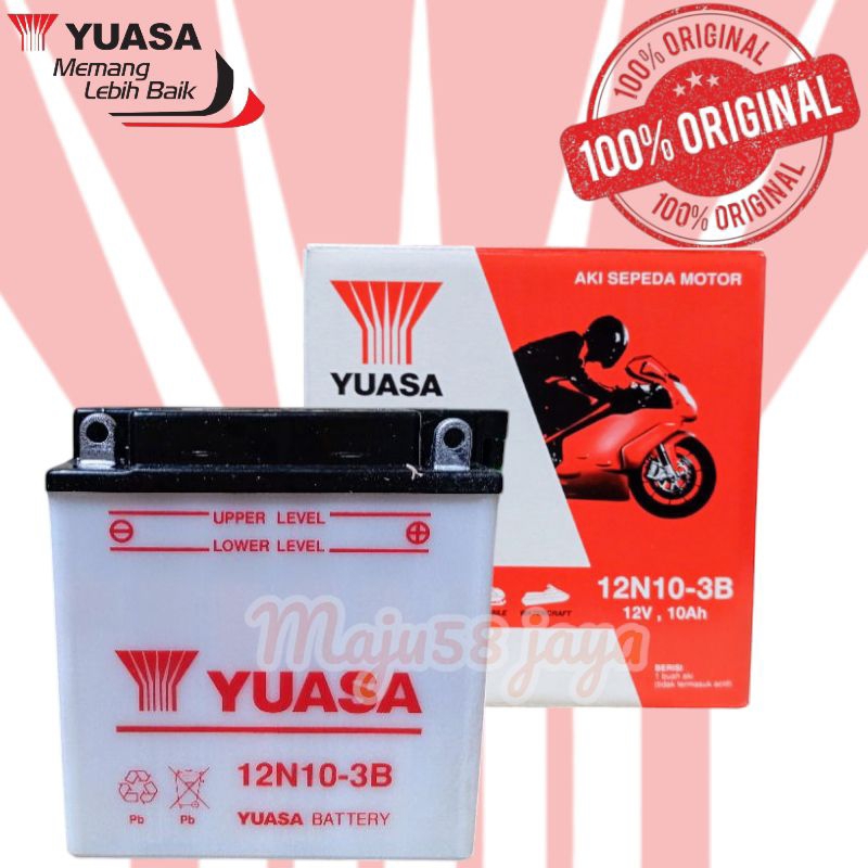 Jual ORIGINAL YUASA 12N10 ACCU BASAH 12N10-3B 12V 10AMPER THUNDER VIAR KAISAR GENSET VESPA 12 ...
