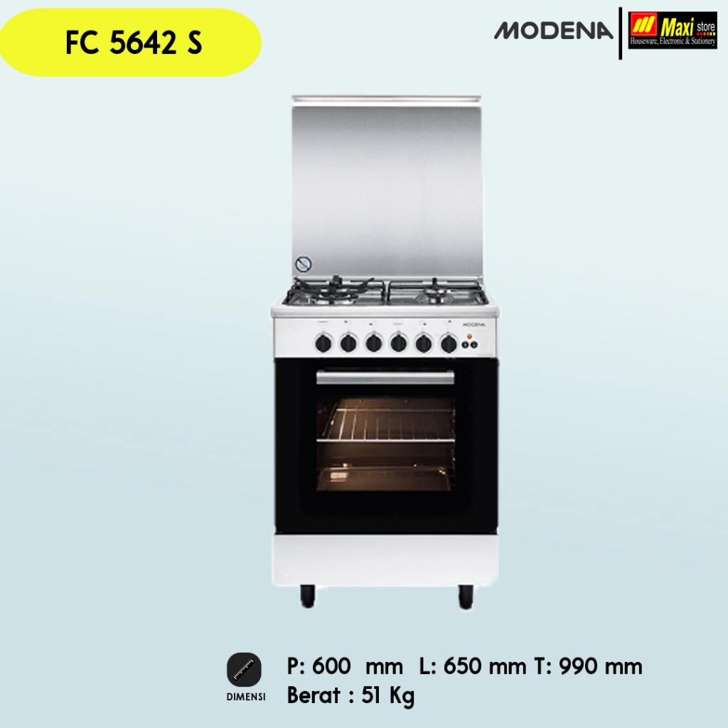 Jual MODENA FC 5642 S Freestanding Cooker 60cm 4 Burner Italian Burner ...