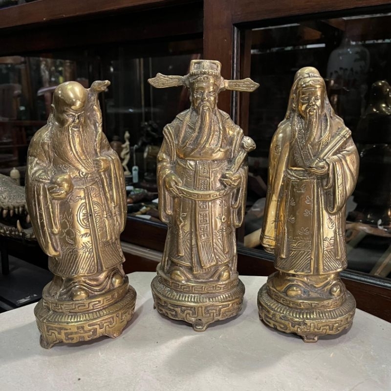 Jual Patung Tiga Dewa China Fu Lu Shou Kuningan Lawas Tua | Shopee ...