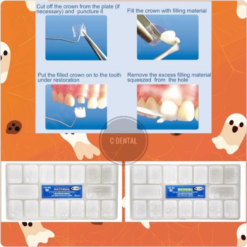 Jual [64 Pcs] Dental Adult/Pedo Celluloid Crown Matrix Transparan Gigi ...