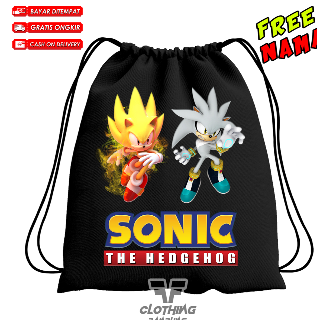 Jual (COD) TAS SERUT STRING BAG SONIC THE HEDGEHOG KARAKTER SONIC ...