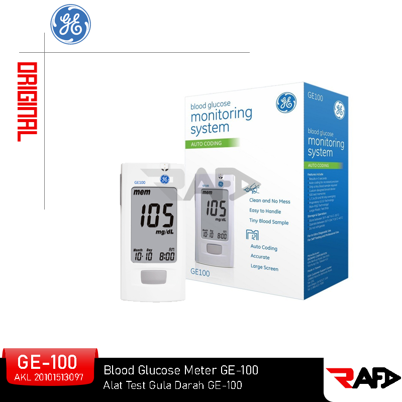 Jual Alat Tes Gula Darah/Blood Glucose Meter GE100 | Shopee Indonesia