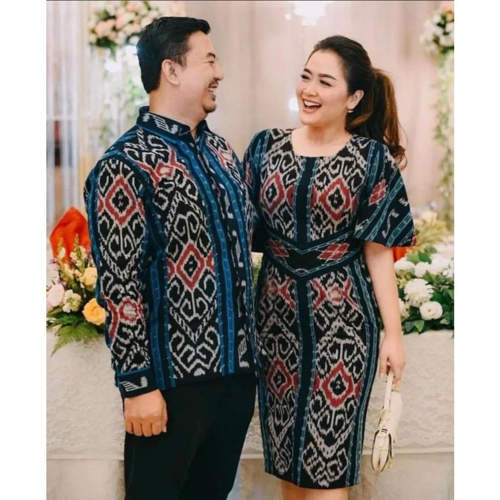 Jual BAJU COUPLE PASANGAN KONDANGAN BIRU TENUN ETNIK MIDI DRESS TERBARU | Shopee Indonesia