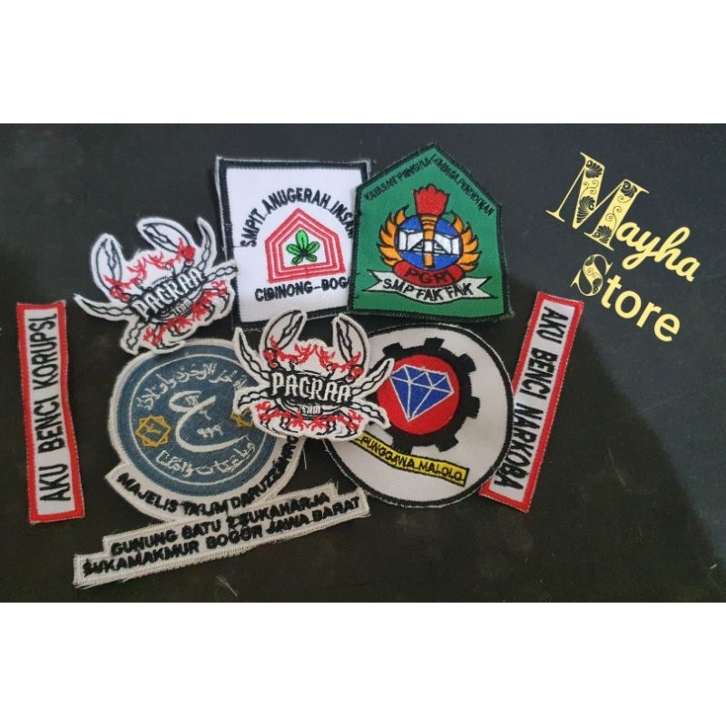 Jual Bordir Badge Batch Bet Logo Custom costume Sekolah Pesantren Himpunan Pramuka Name tag ...