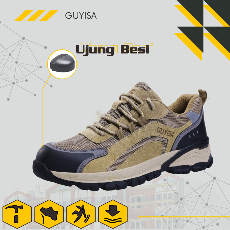 Jual Guyisa Sepatu Sneakers Safety Sport BRown Boyle | Sepatu Safety ...