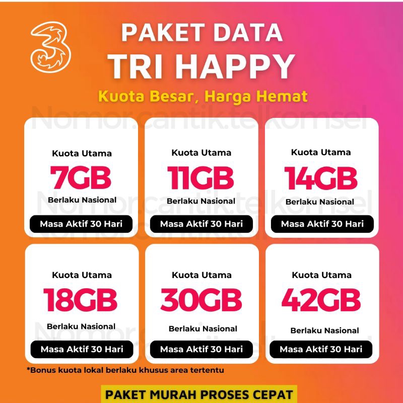 Jual PAKET DATA TRI HAPPY ALWAYS ON PROSES CEPAT SUPER MURAH NASIONAL | Shopee Indonesia