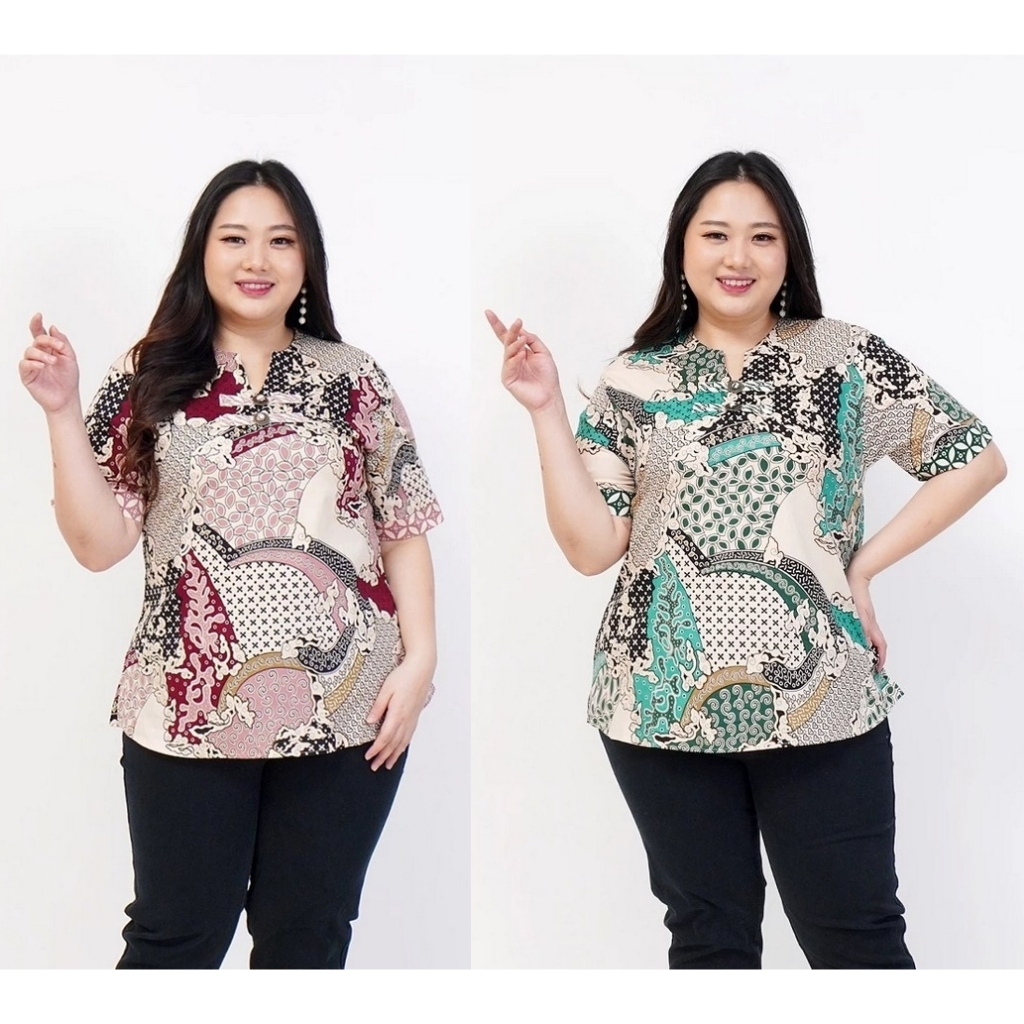Jual BAJU BLOUSE WANITA BATIK MODERN PREMIUM BRANDED 021 B JUMBO BIG ...