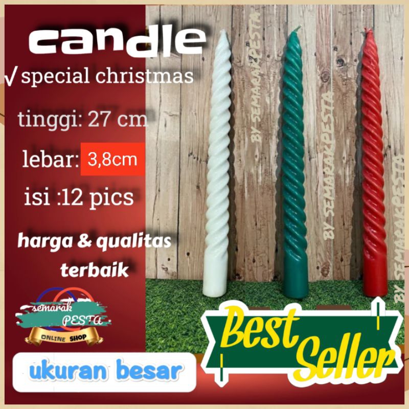 Jual lilin ulir natal(12pcs)lilin christmas besar|lilin ibadah natal ...