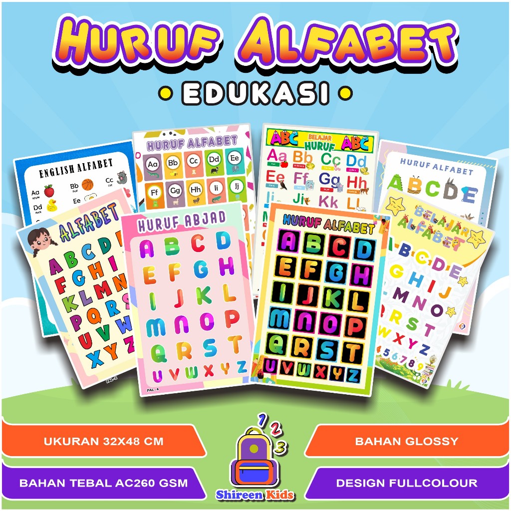 Jual Poster Edukasi HURUF ABJAD ALFABET - Poster Huruf Alfabet -Belajar ...