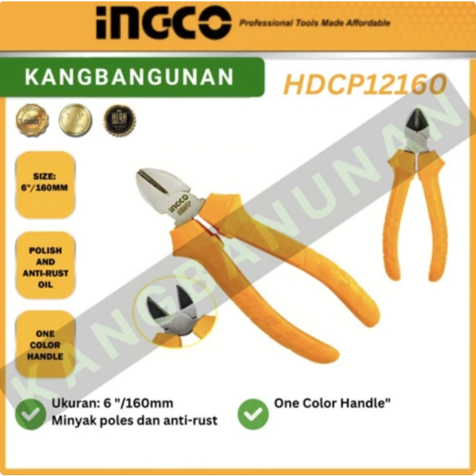 Jual TANG POTONG BASIC DIAGONAL PLIERS 6" 6 " INGCO SUPER SELECT ...
