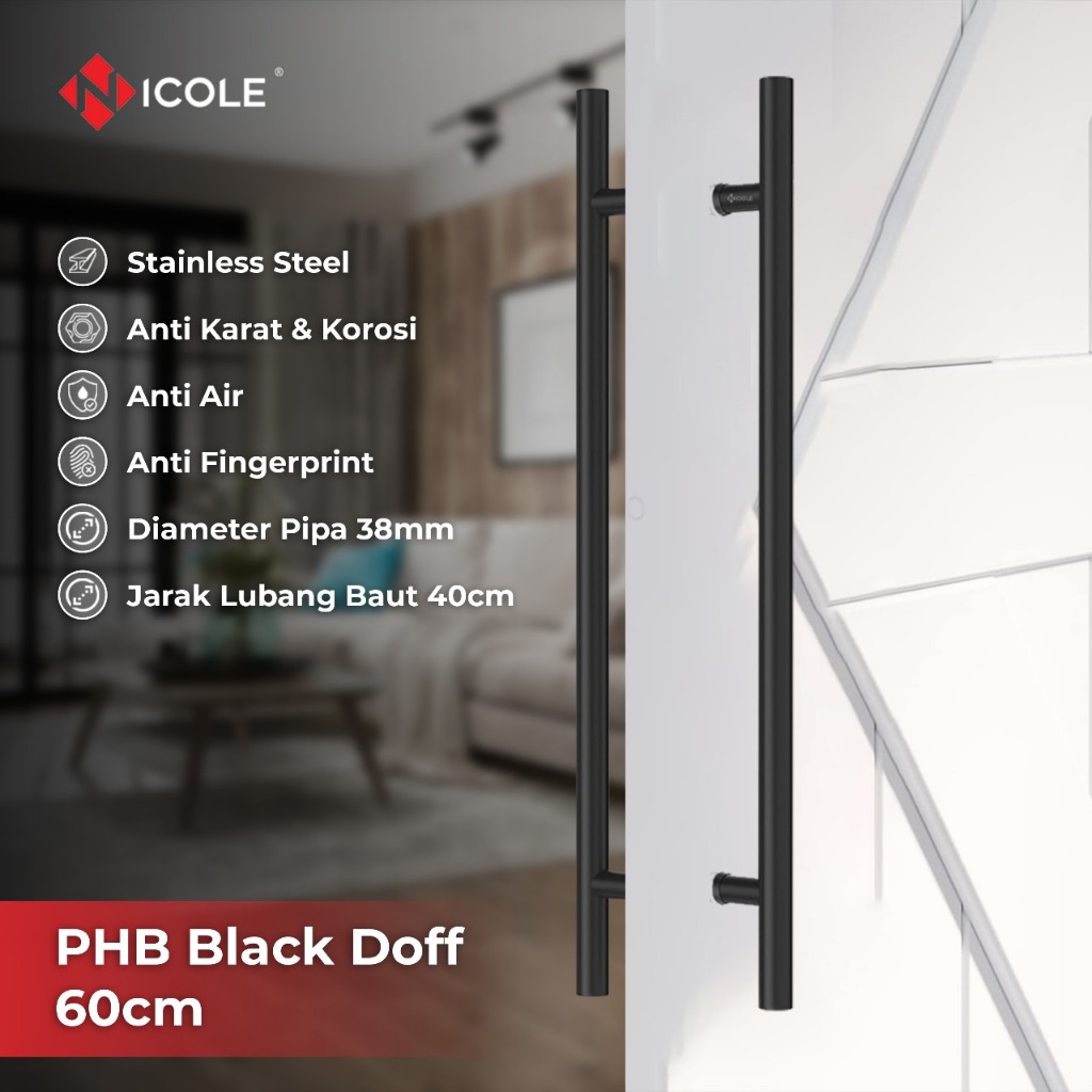 Jual Nicole Pull Handle Bulat Hitam / Tarikan Pintu Stainless Steel 35 ...