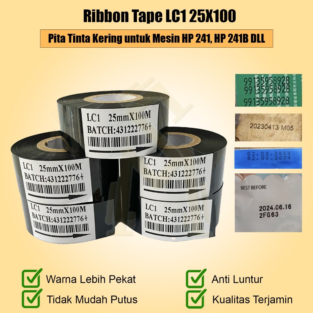 Jual Ribbon Tape LC1 25x100 30x100 - Pita Coding untuk Tinta Expired Date Mesin HP241 | Shopee ...