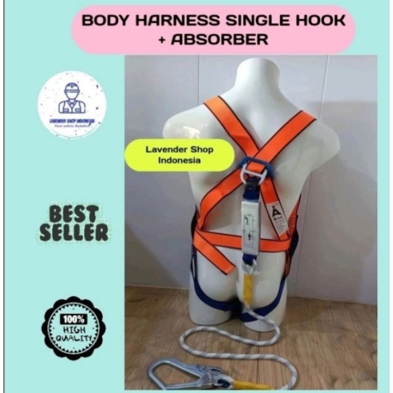 Jual Safety Full Body Harness Double Hook Single Hook Absorber / Sabuk ...