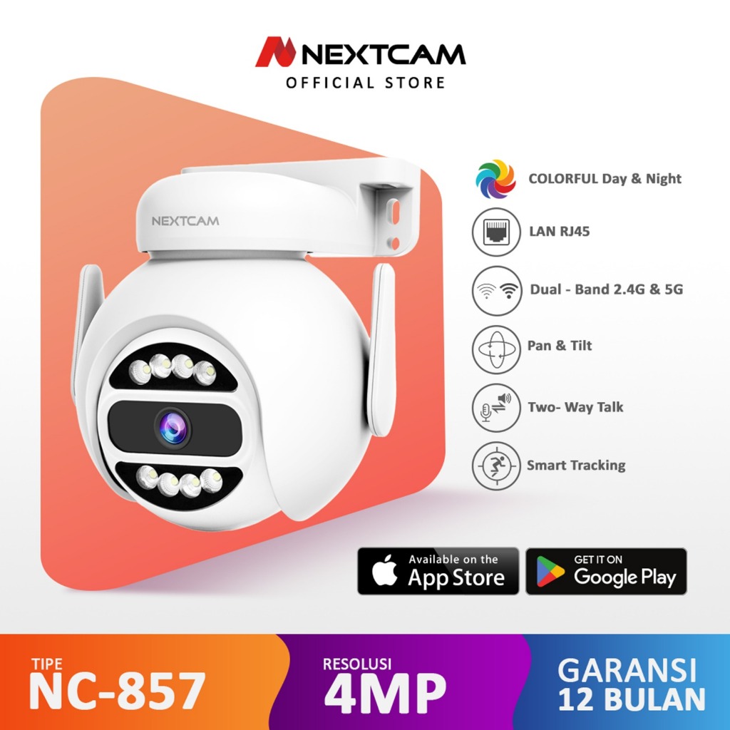 Jual Nextcam Kamera cctv Wireless Wifi Outdoor 4MP Colorful Tetap warna dalam gelap Port LAN PTZ ...