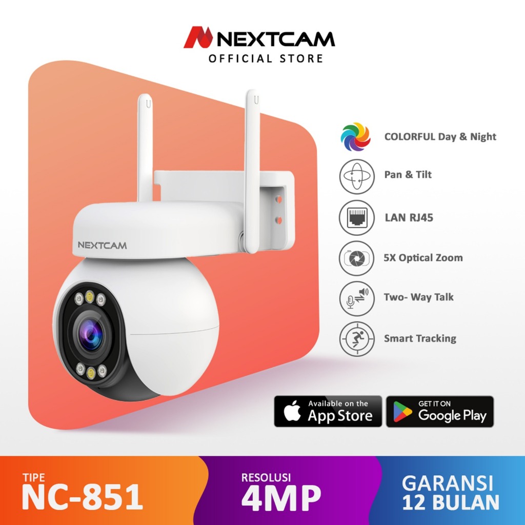 Jual NEXTCAM Kamera cctv Wireless Wifi Outdoor 4MP 5X Optical Zoom Colorful Tetap warna dalam ...