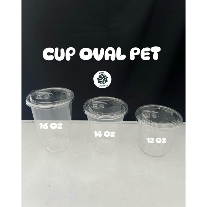 Jual (Isi 50) Cup Oval PET 16 Oz 14 Oz 12 Oz / Gelas Kopi Kekinian / Sippy Lid / Gelas Anti ...