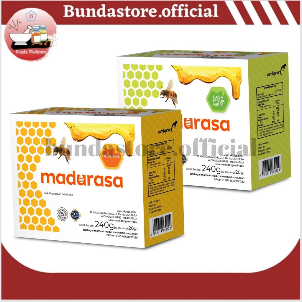 Jual Madurasa Sachet 1 Box isi 12 Sachet - Madu Murni Madu Rasa Original / Rasa Jeruk Nipis ...