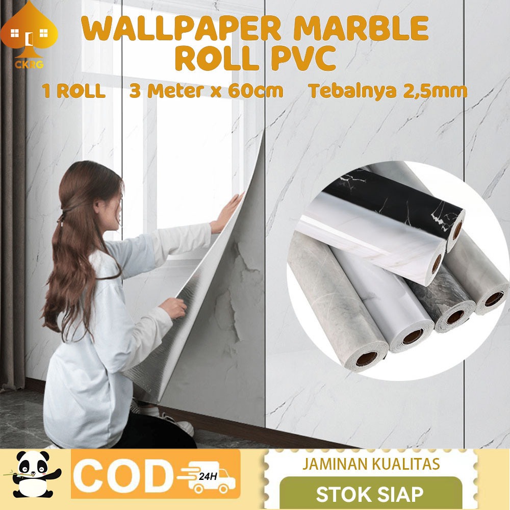 Jual Wallpaper Dinding Vinyl Roll PVC Marble Foam Sticker Roll 60CM*3M ...