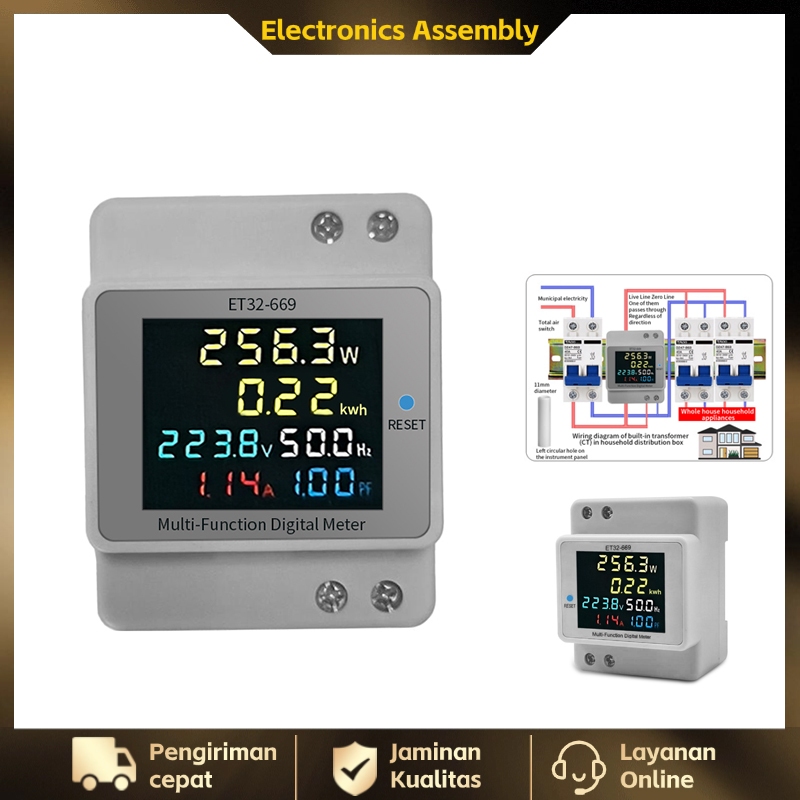 Jual Pengukur Listrik Fase Tunggal Rumah Tangga Meteran Listrik Digital ...