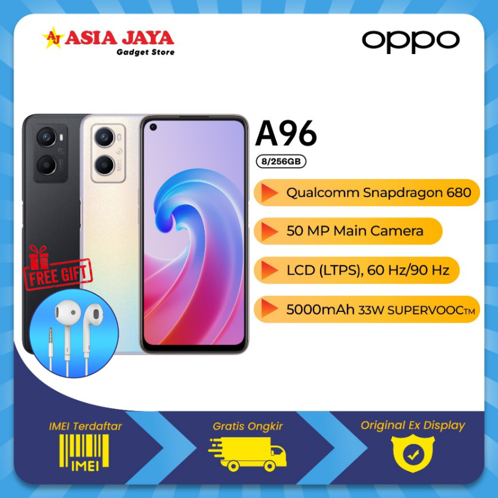 Jual OPPO A96 RAM 8/256GB NFC 5000mAh 33W SuperVOOC Chipset Snapdragon ...