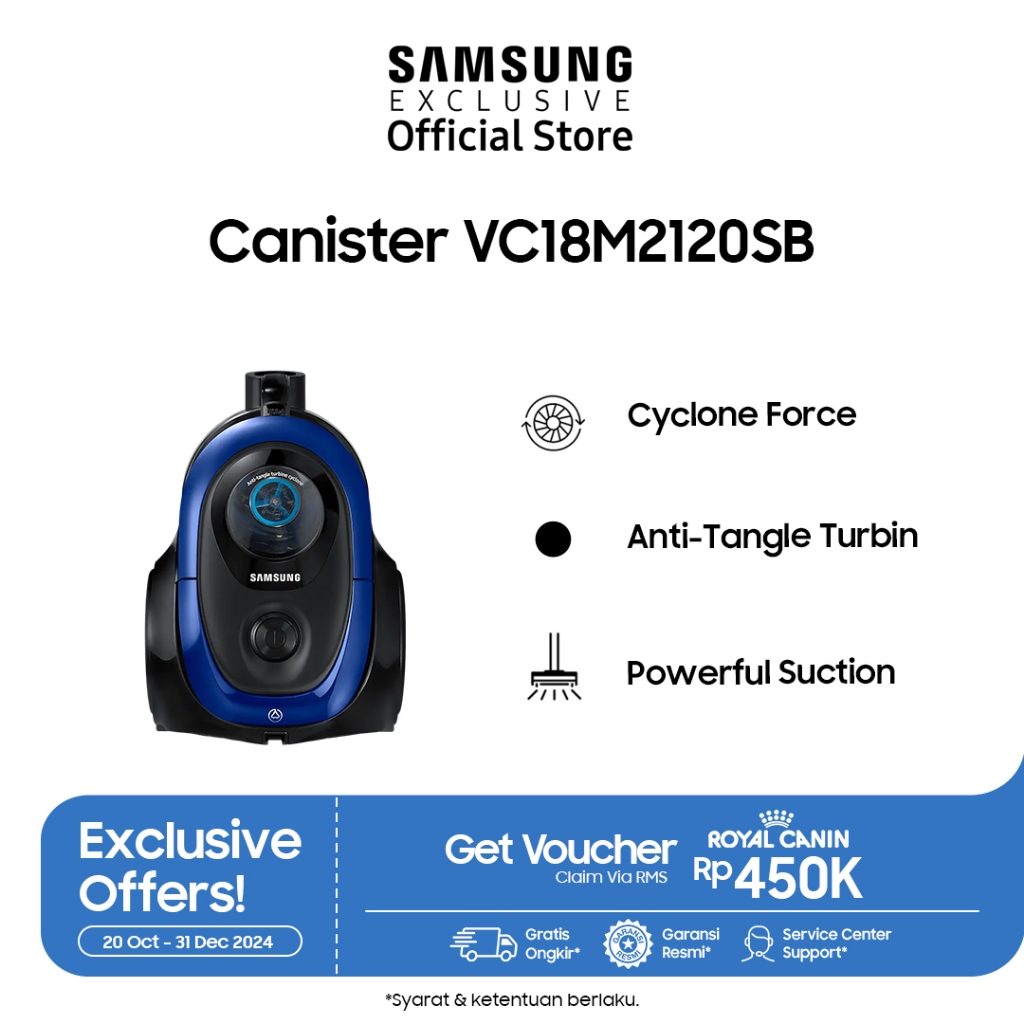 Jual Samsung Canister Vacuum Cleaner 380 W 1.5L Dust Capacity | Anti Tangle Turbine ...