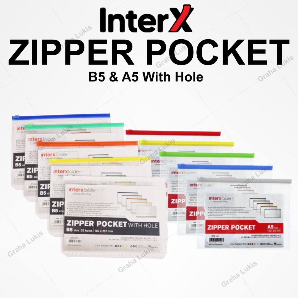 Jual InterX Zipper Pocket A5 / B5 With Hole | Shopee Indonesia