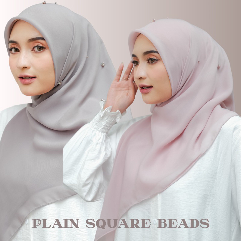 Jual ALMIRAZADA - Plain square Payet Mutiara Premium| Hijab Plain Square Full Beads Polycotton ...