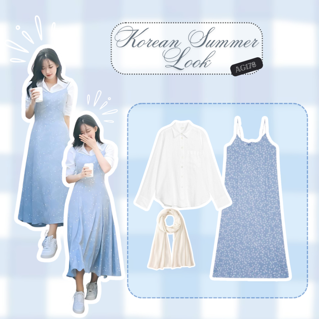 Jual OOTD Korean Style Wanita Kekinian One Set 3in1 Korean Style Kemeja ...