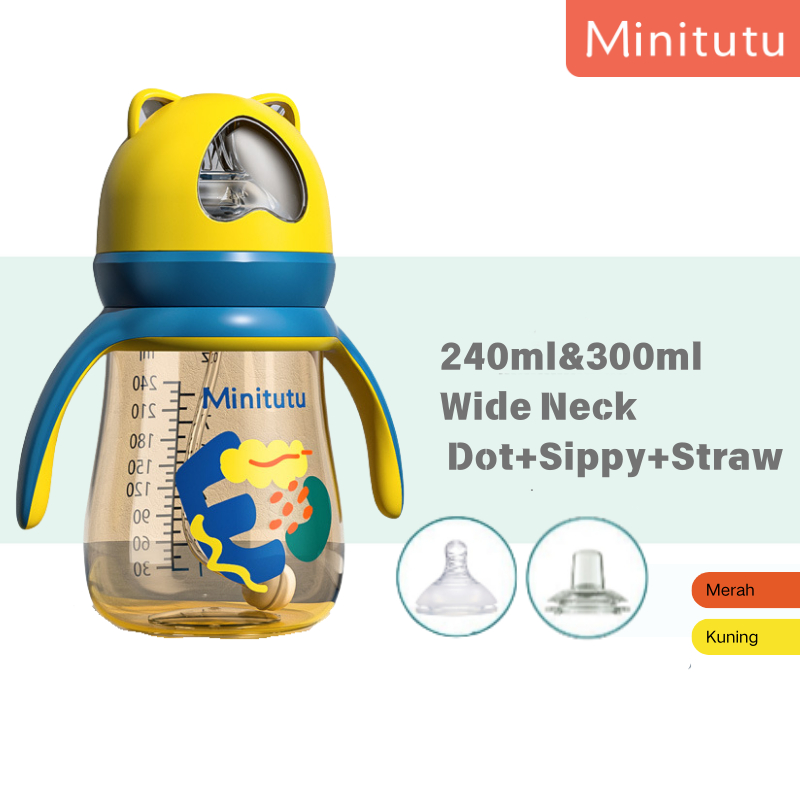 Jual Minitutu Botol Minum Sedotan 3 in 1 PP Food Grade Botol Susu Anti Sedak Anti Tumpah BPA ...
