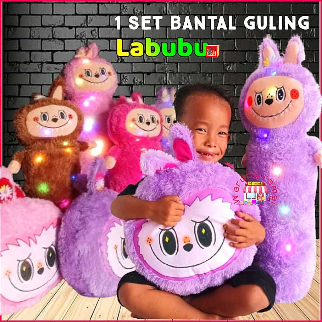 Jual BONEKA BANTAL GULING LABUBU TINGGI 70CM PAKAI LAMPU LED NYALA THE ...