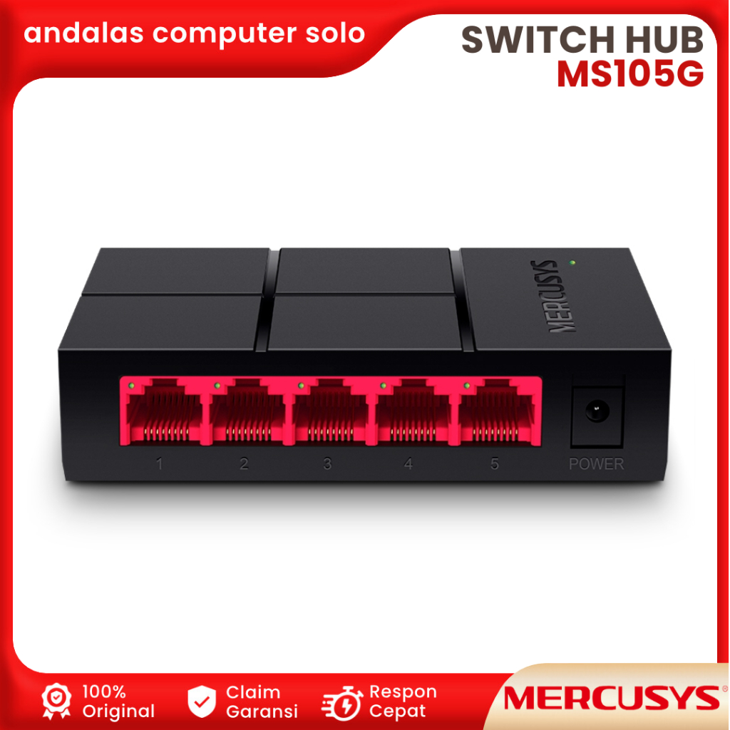 Jual SWITCH HUB ETHERNET GIGABIT 5port MERCUSYS MS105G 10/100/1000MBPS ...