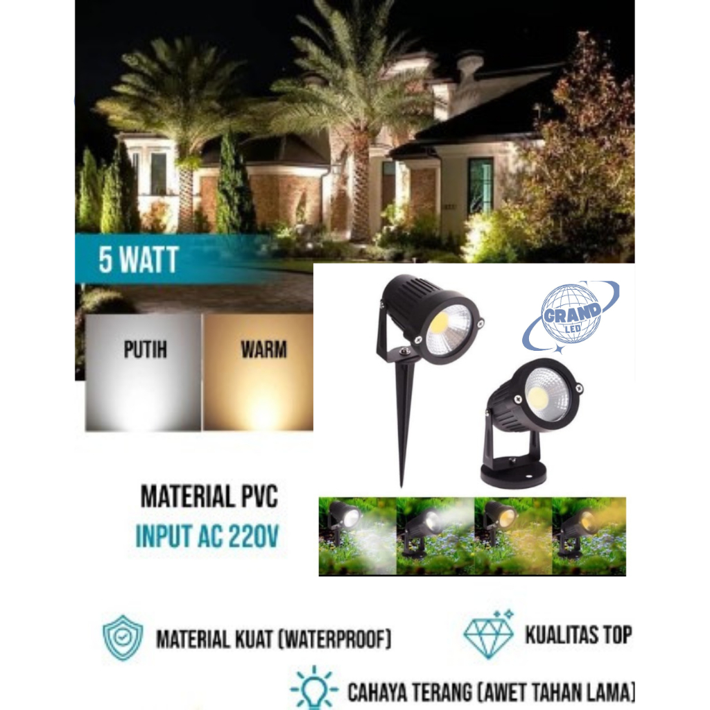 Jual Lampu Taman Led Sorot 5W COB Model Tancap dan Plafon - AC 220V ...