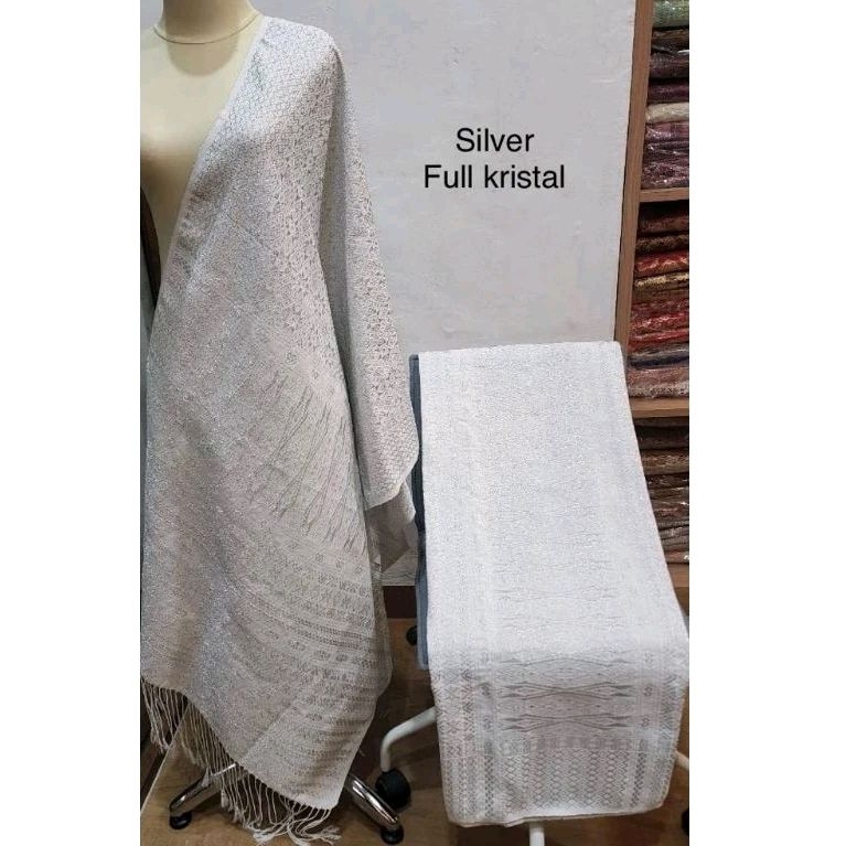 Jual Songket putih pengantin tumtuman full kristal mewah elegan ...