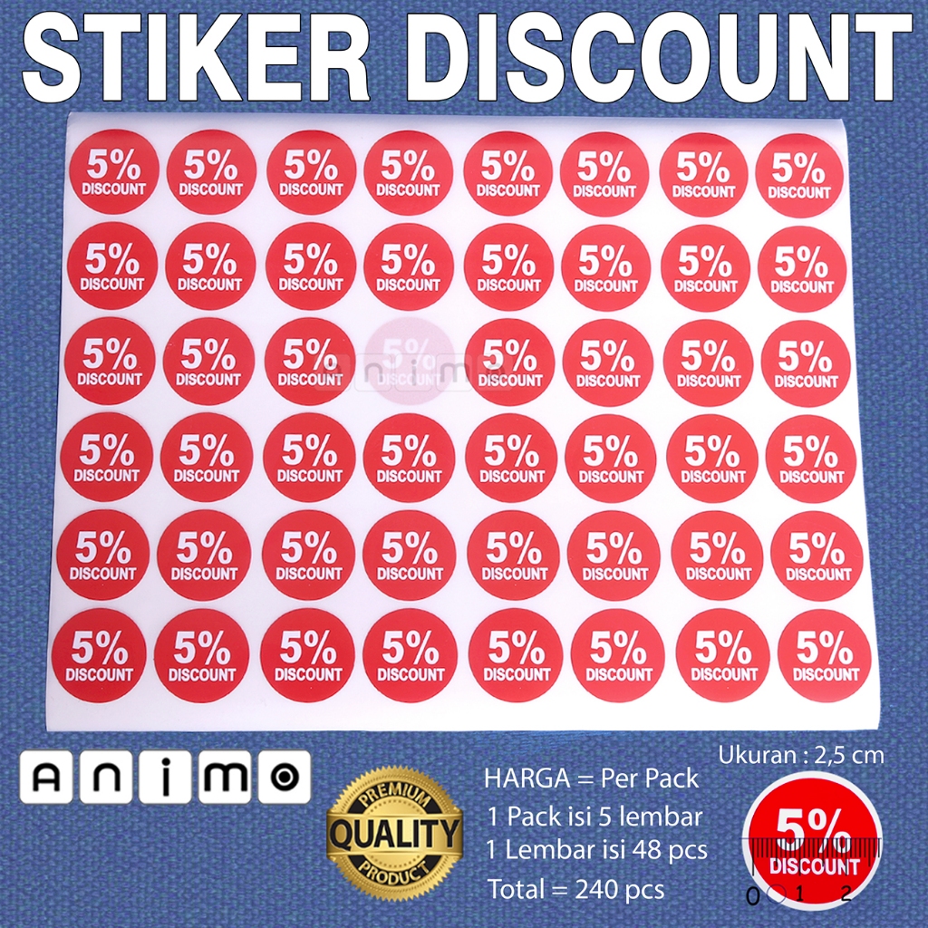 Jual STIKER DISKON - Sticker Discount 3% 5% 10% 15 % sd 90% - ukuran 25 ...