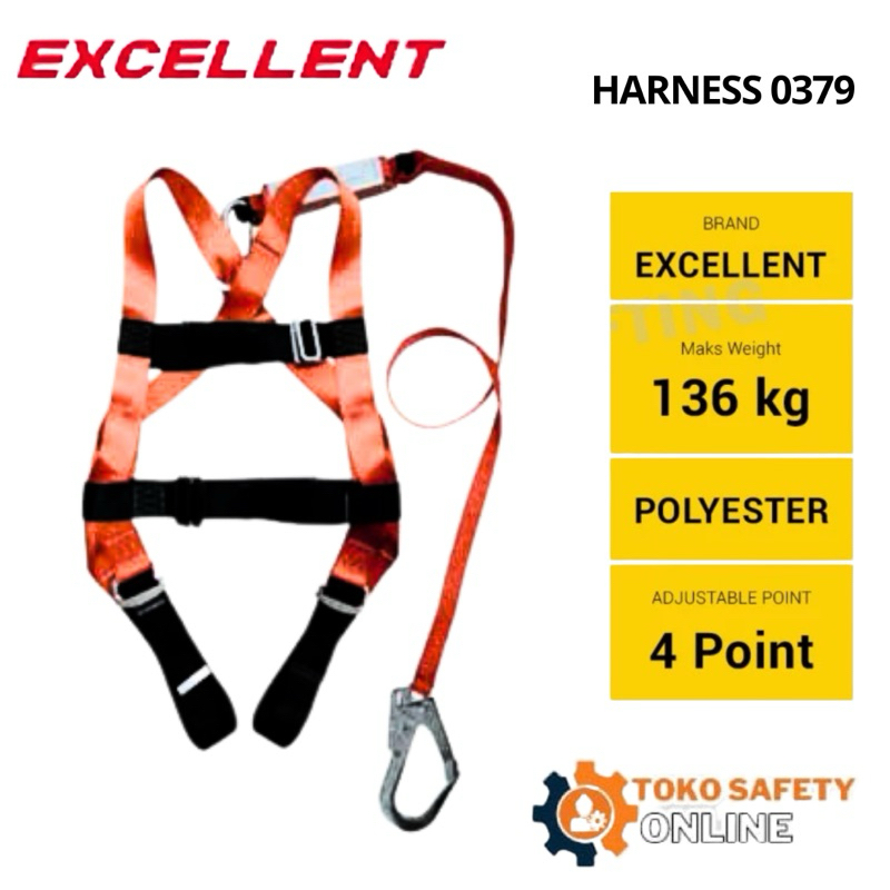 Jual Full Body Harness Single Webbing Lanyard EXCELLENT 0379 | Shopee ...