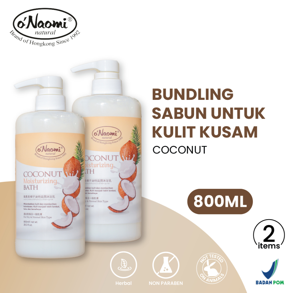 Jual BUNDLING 2pcs o’Naomi Coconut Moisturizing Bath Body Wash 800 ml Kulit Kering Kasar onaomi ...