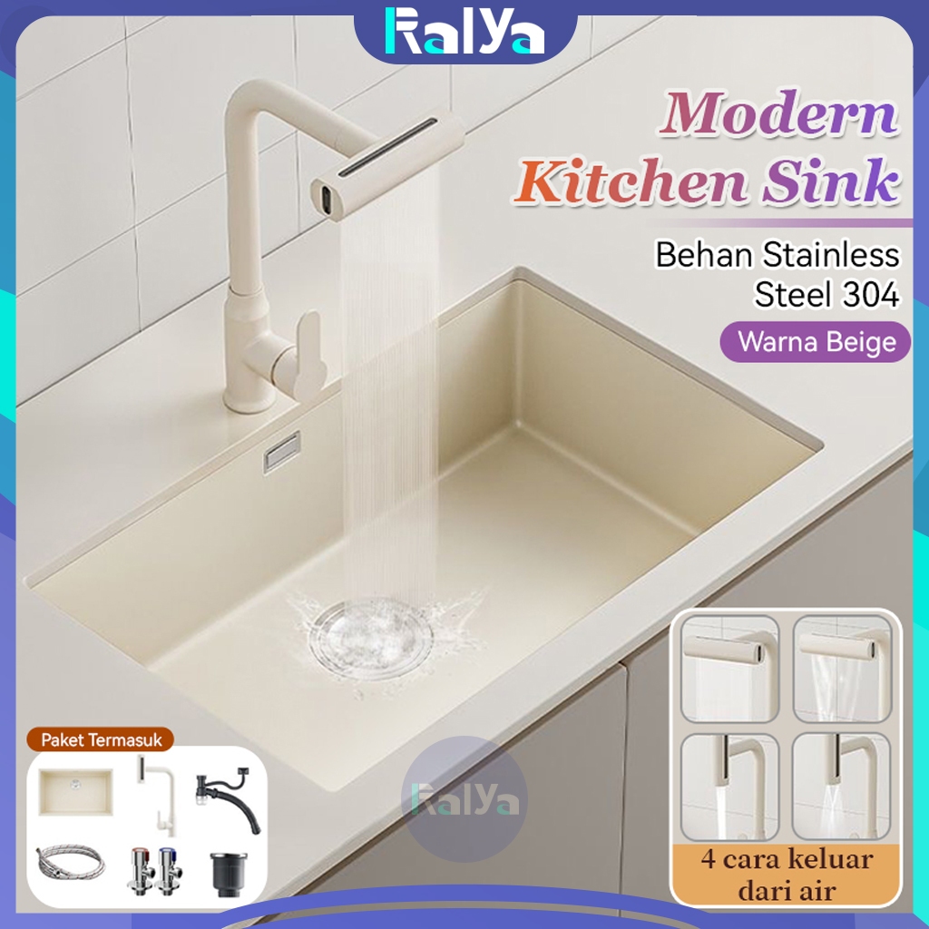 Jual Kitchen Sink Wastafel Stainless Steel 304 Sink Cuci Piring Putih ...
