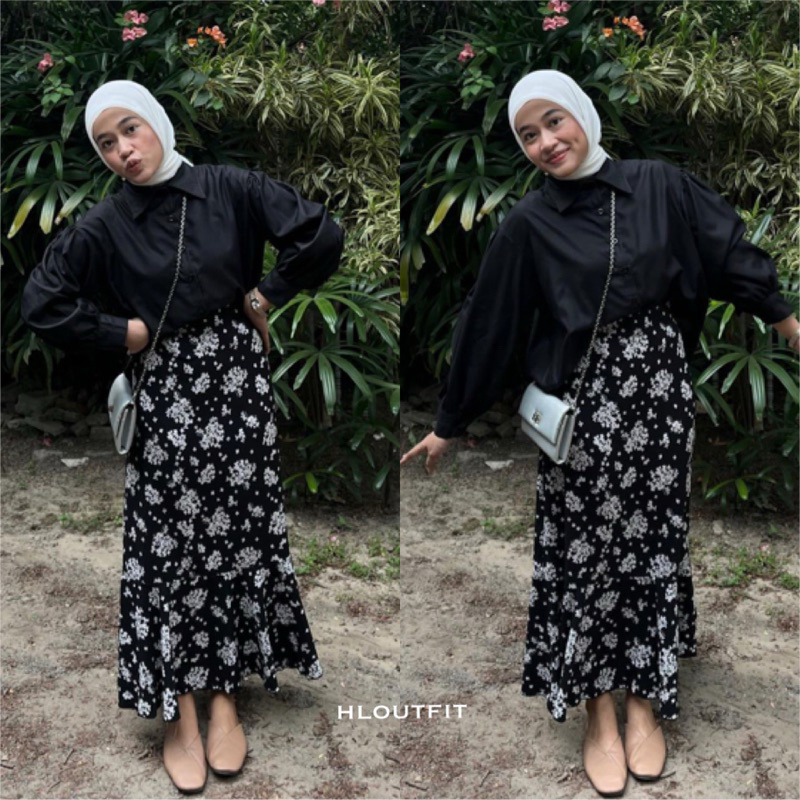 Jual HL Flower Skirt Crinkle- Rok Rample Bunga Bunga Realpict | Shopee ...
