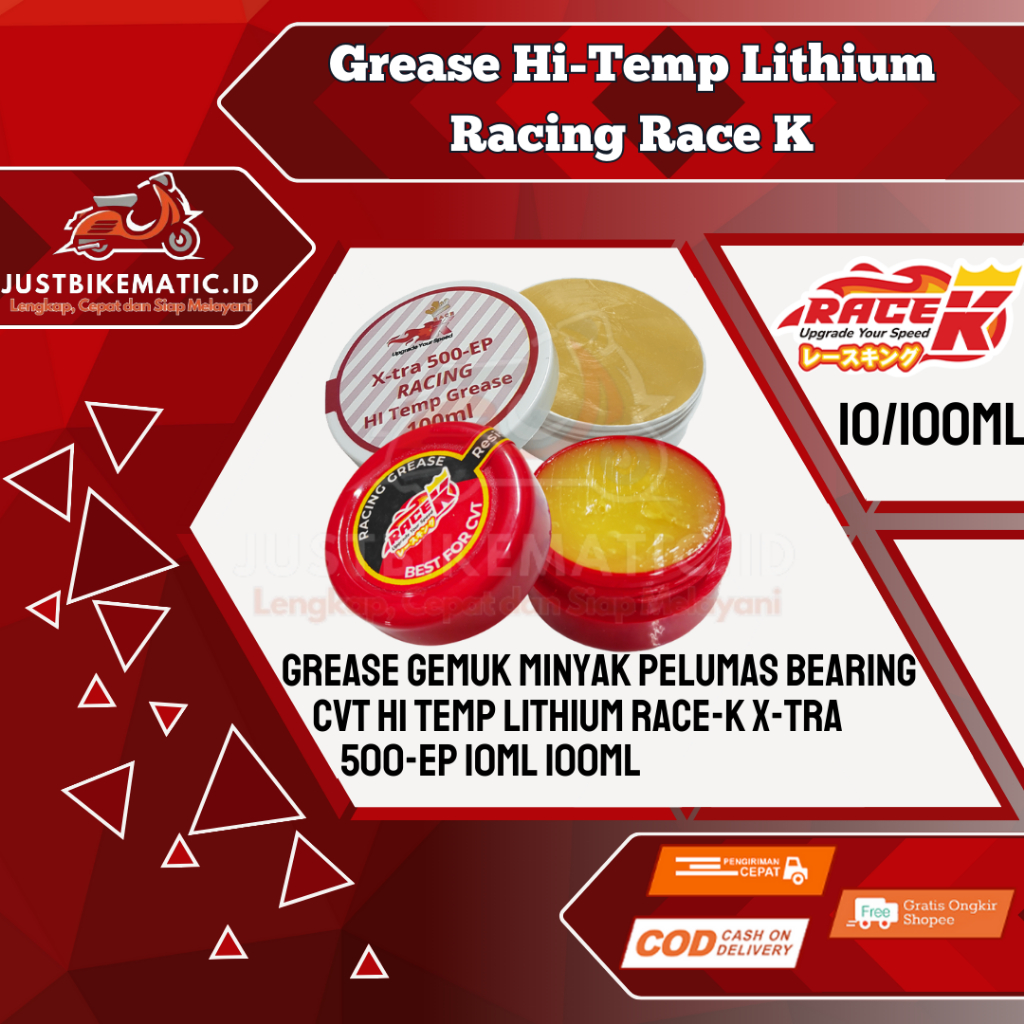 Jual Grease Minyak Gemuk Pelumas Bearing CVT Hi Temp Lithium Race-K X ...